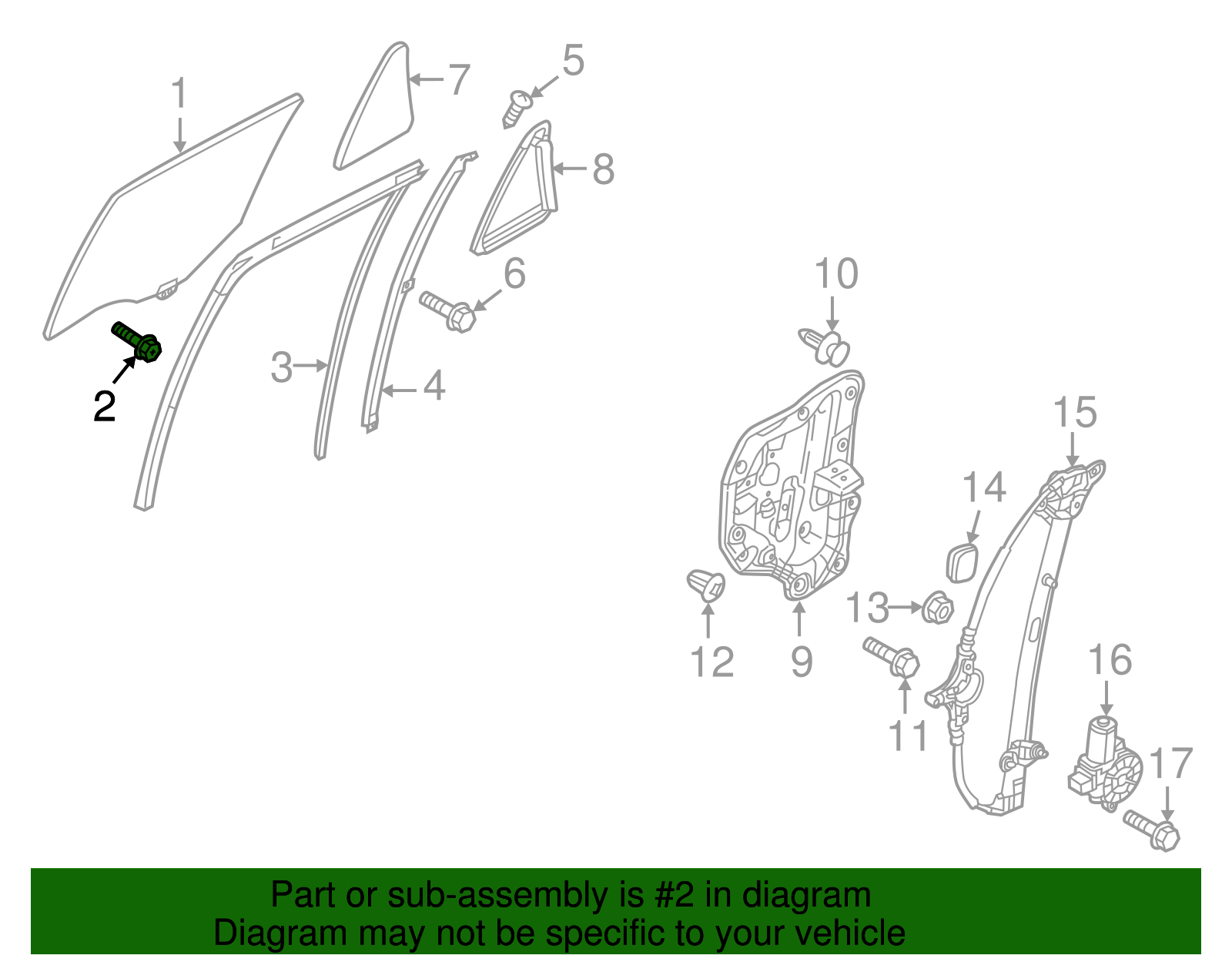 2013-2017 Mazda Movable Glass Bolt 9YA0-2A-610 | Real Mazda Parts