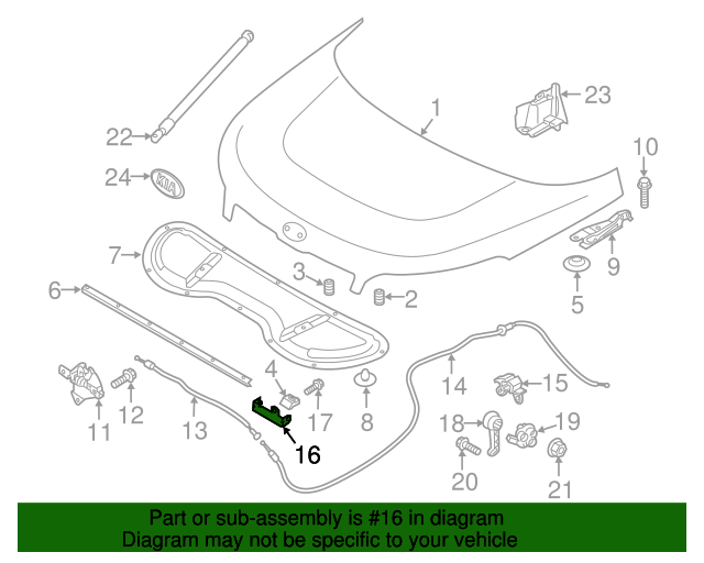 64158-E4000 - Release Cable Bracket - 2015-2019 Kia Soul EV | Kia Auto ...