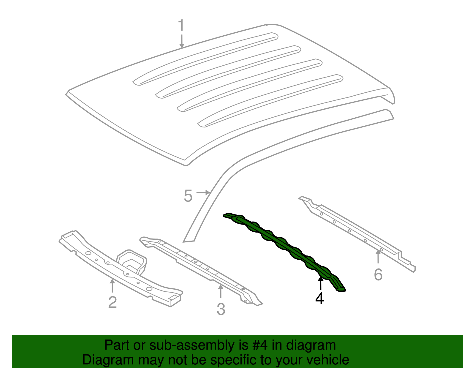 2005-2015 Toyota Tacoma Roof Reinforced 63142-04010 | Toyota Parts Center
