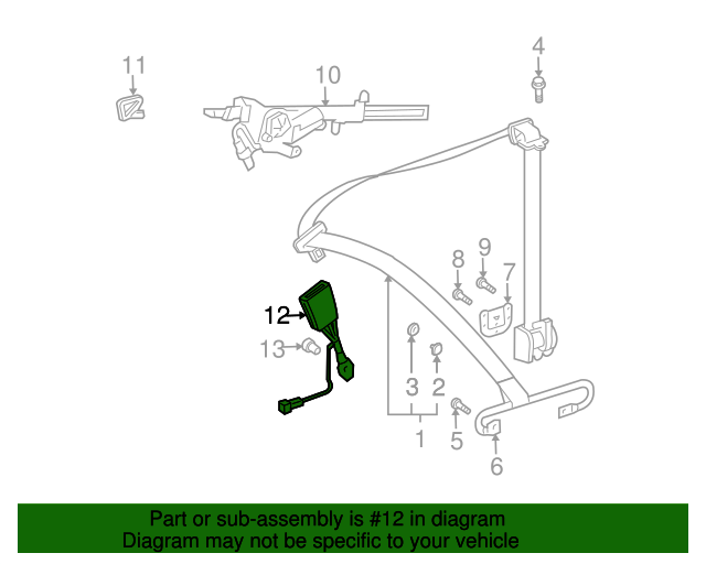 203-860-26-69 - Seat Belt Receptacle 2002-2009 Mercedes-Benz ...