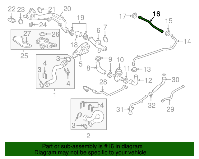 2015-2019 Audi Engine Coolant Hose 06E-121-082-R | AutoNationParts.com