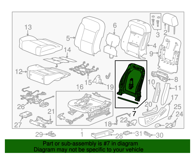 2013-2020 GM Front Seat Back Frame 13518923 | AutoNationParts.com