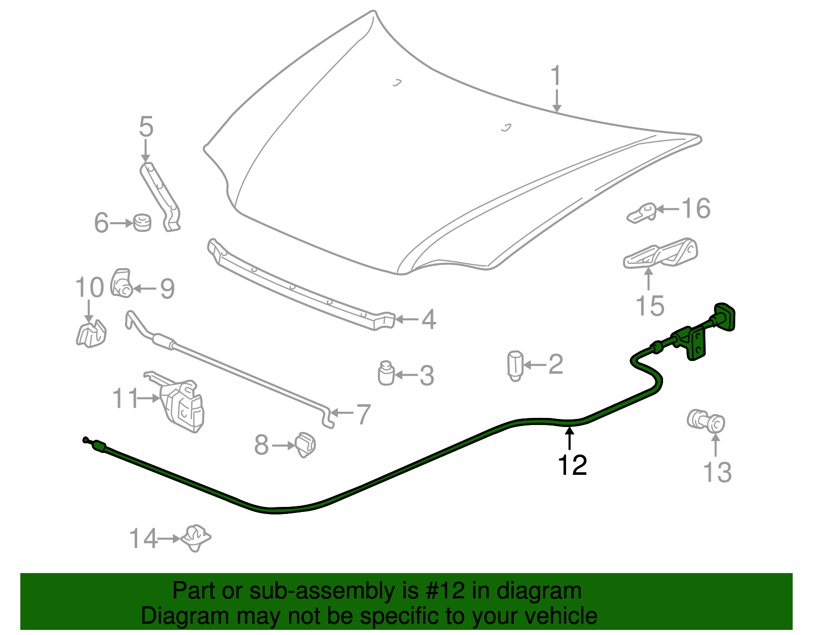 74130-S10-A11ZB - Wire Assembly Hood *NH264L* (Classy Gray) - 1997-2001 ...