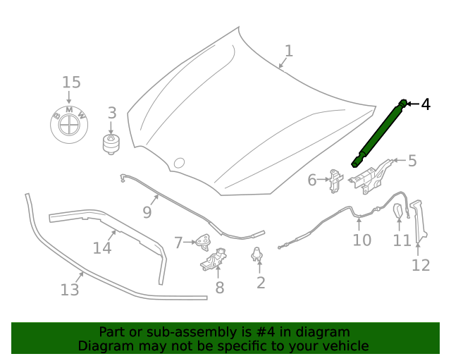 Genuine BMW 51-23-7-419-387 | Support Cylinder | FREE Shipping on Most ...