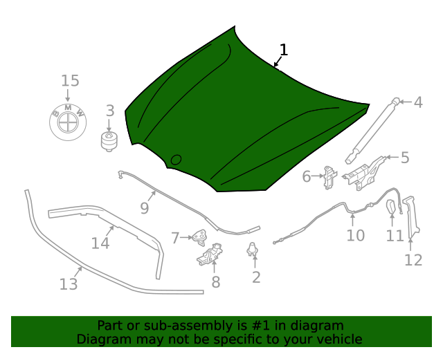 41008494445 - 2019-2020 BMW Hood (41-00-8-494-445) | BMW of South ...