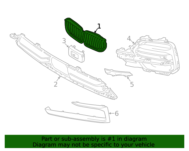 51137454887 - 2019-2023 BMW X5 Upper Grille (51-13-7-454-887) | BMW of ...