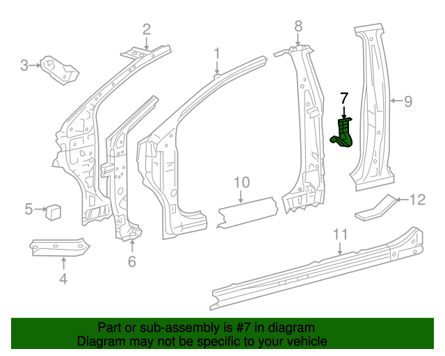 2015-2018 Toyota Yaris Hinge Pillar Reinforced Gusset 61117-0D070 ...