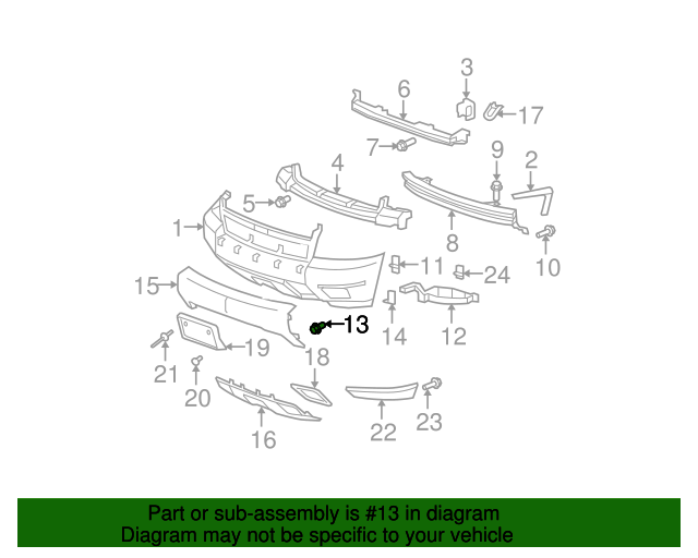 2007-2014 Chevrolet Front Bumper Outer Front Filler Bolt 11570852 ...