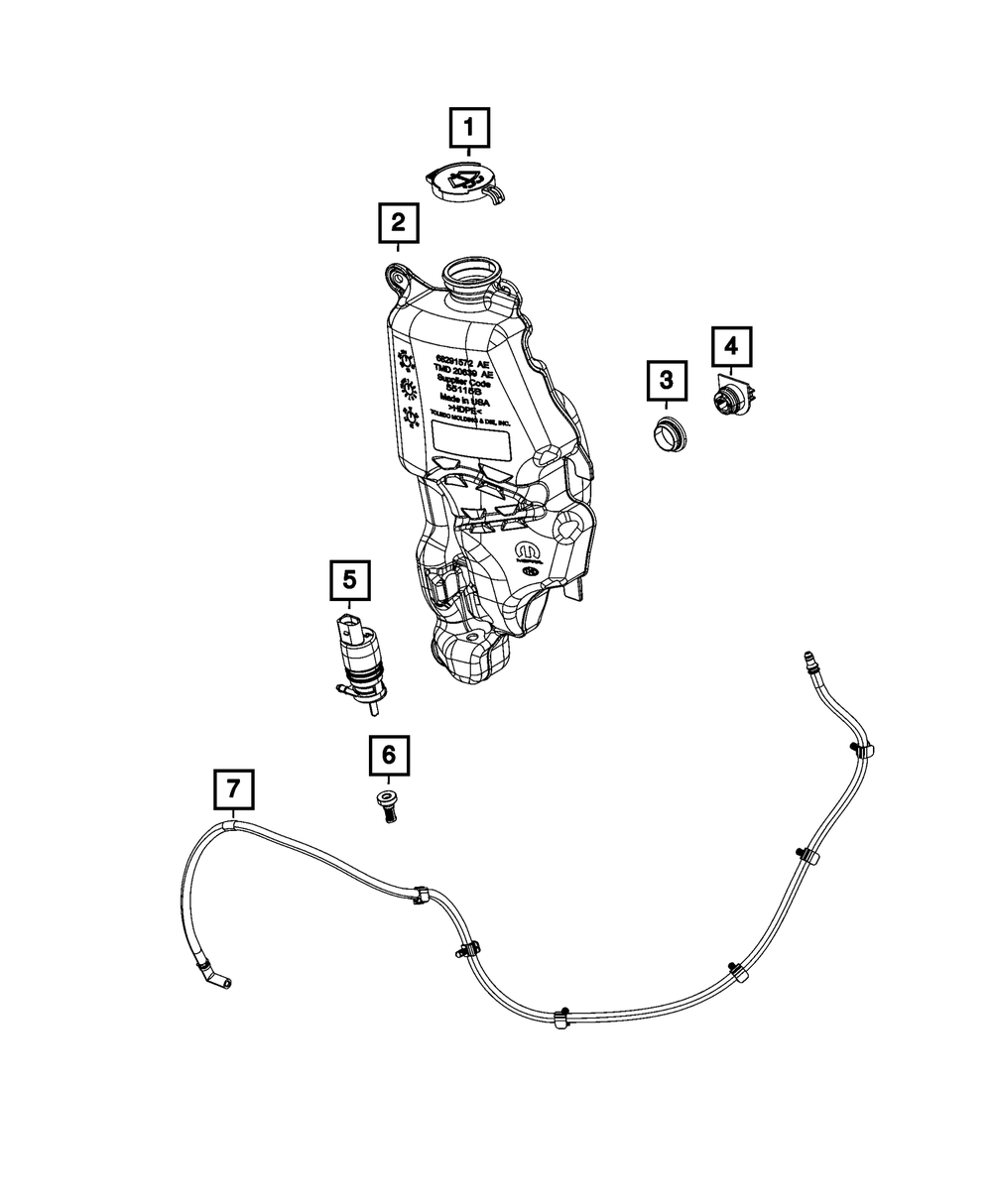 2019-2025 Ram 1500 Windshield Washer Reservoir Assembly 68638779AA | My ...