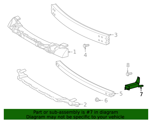 52103-0E010 - Bumper Cover Reinforcement Beam Bracket 2020-2024 Toyota ...