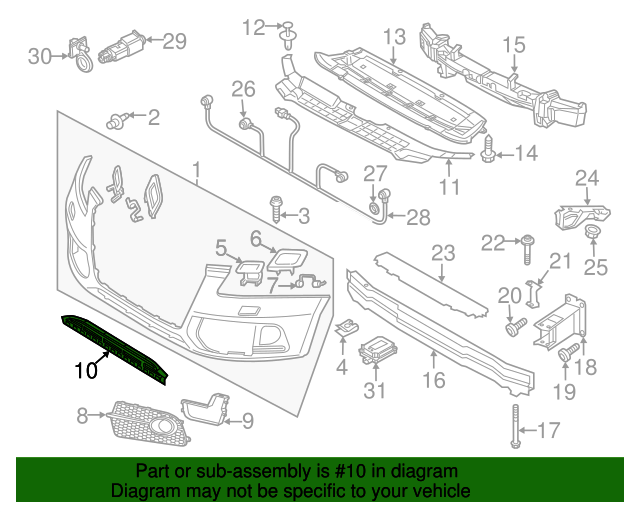 2013-2017 Audi Center Grille 8R0-807-647-B-01C | Audi USA Parts