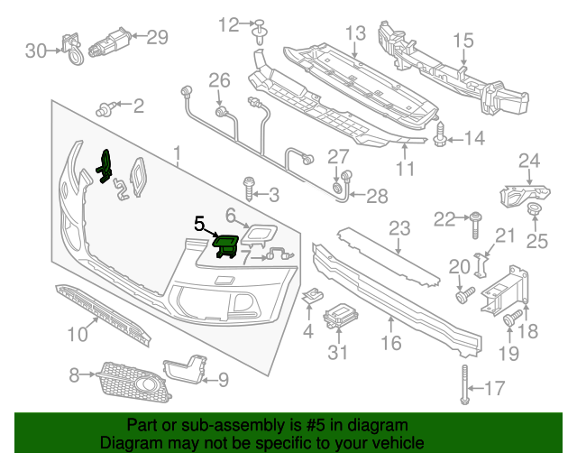 2013-2017 Audi Lmp Washer Cover 8R0-955-275-E-GRU | Genuine Audi Parts