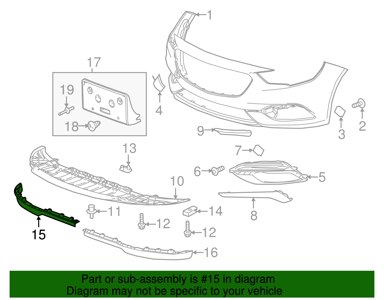 2018-2020 Buick Black Front Passenger Side Bumper Fascia Outer Air ...