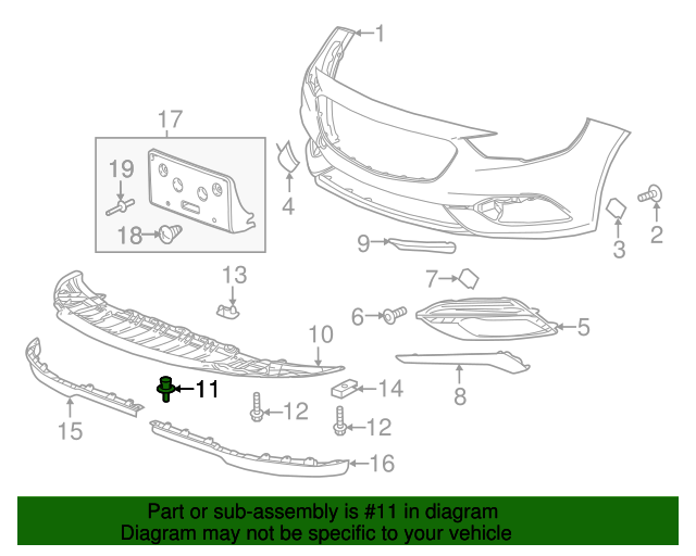 Genuine OEM Front Bumper Fascia Retainer Part# 90450482 Fits 2018-2020 ...