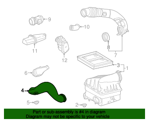 163-505-00-61 - Engine Air Intake Hose 1998-2005 Mercedes-Benz ...