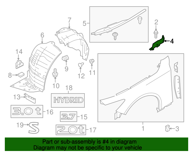 2014-2020 Infiniti Q50 Fender Rear Cover 63828-4GA0A | OEM Parts Online