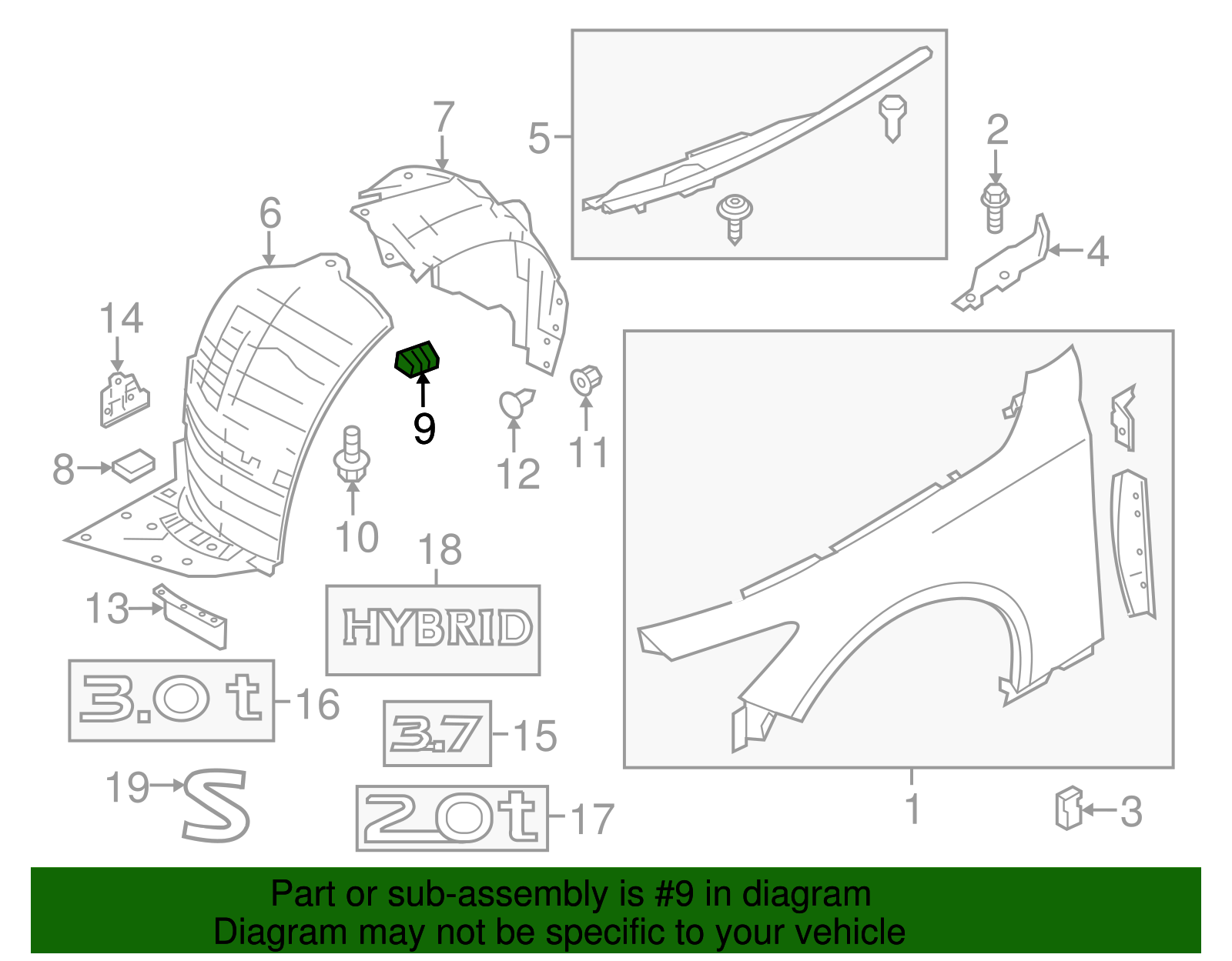 63848-9Y000 (638489y000) - 2006-2020 Infiniti Fender Clip | Infiniti ...