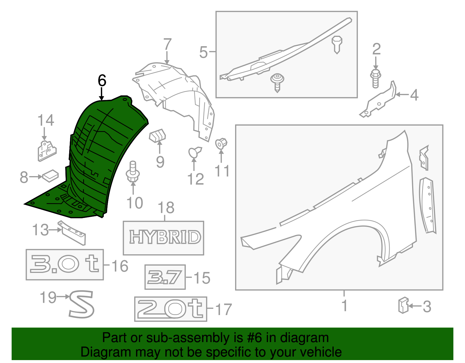 2014-2020 Infiniti Q50 Ft Fender Liner 63841-4GA0B | Infiniti of Orland ...