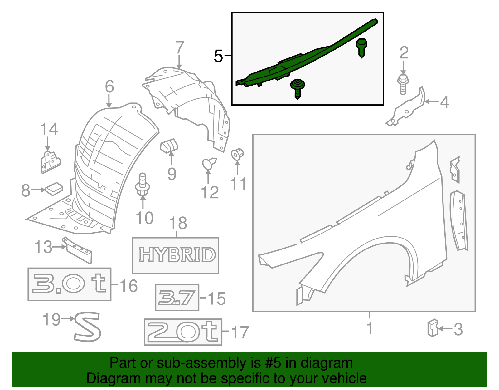 2014-2020 Infiniti Q50 Fender Ledge Cover 65820-4GA0A | Infiniti Parts ...