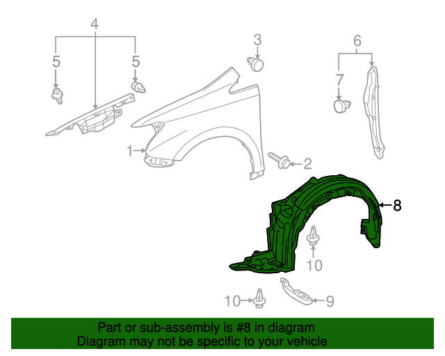Lexus OEM Fender Liner Part# 53805-75020 | OEM Vehicle Parts
