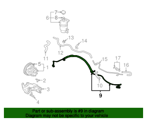 4455A287 - Power Steering Pressure Hose 2008-2013 Mitsubishi ...