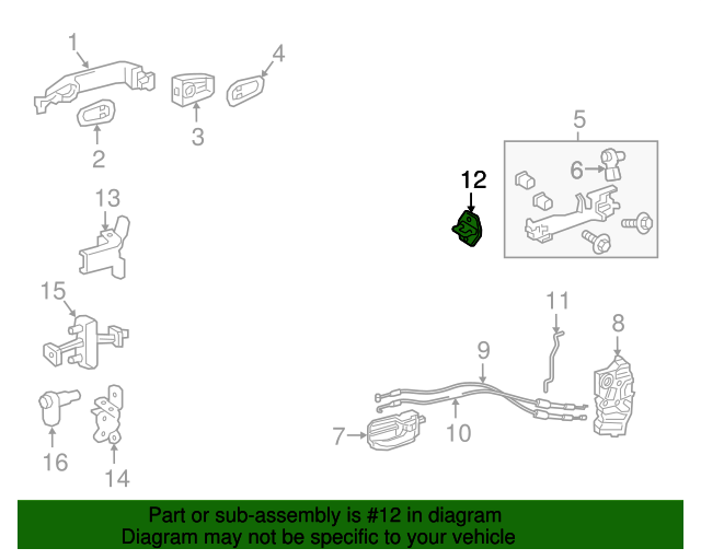 1998-2024 Toyota Door Lock Striker Plate 69410-02020 | Sparks Parts