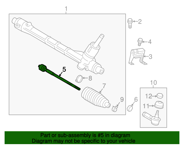 2011-2024 Mitsubishi Inner Tie Rod 4422A076 | Mitsubishi Parts Warehouse
