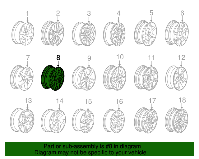 31439300 - Aluminum Rim Portia 8 X 19in - Silver Bright 2015-2018 Volvo ...