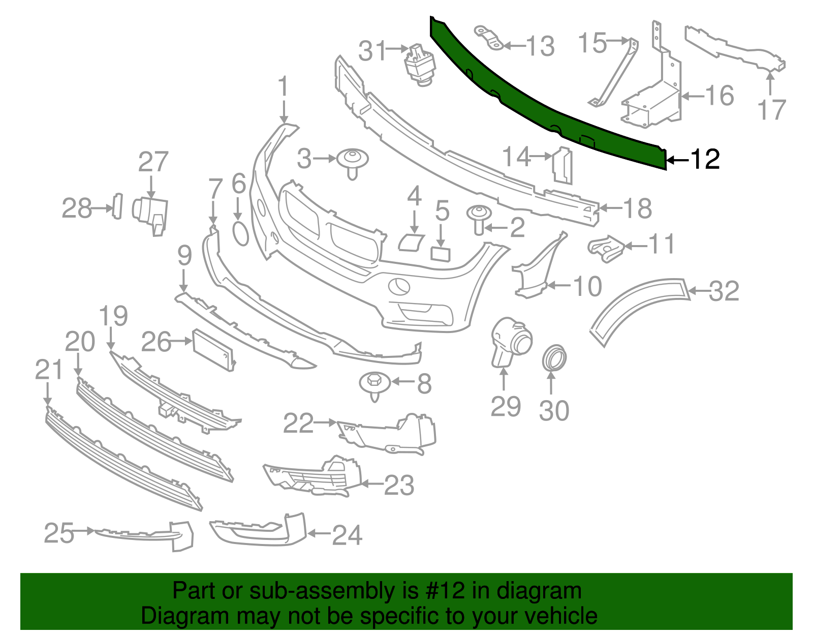 51117294477 - 2014-2019 BMW Impact Bar (51-11-7-294-477) | BMW of South ...