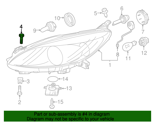 Headlamp Assembly Bolt - Mazda (9YA5-90-605A) | TascaParts.com