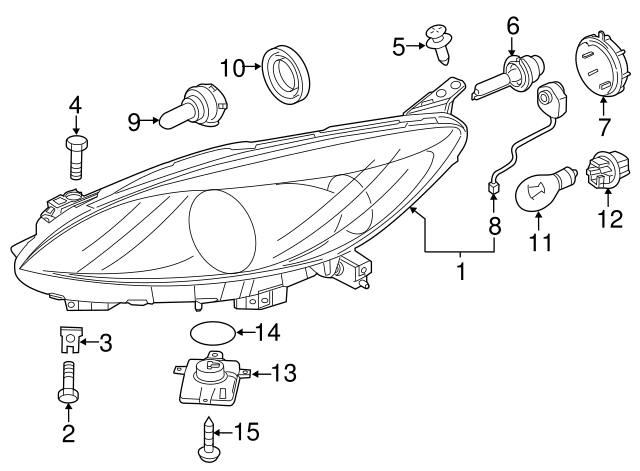 2011-2015 Mazda Headlamp Assembly Bolt 9YA5-90-605A | RealMazdaParts.com
