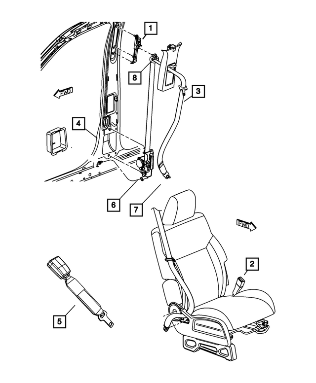 2009-2012 Mopar Front Inner Seat Belt, Left 1JQ331K7AB | Wholesale MOPAR