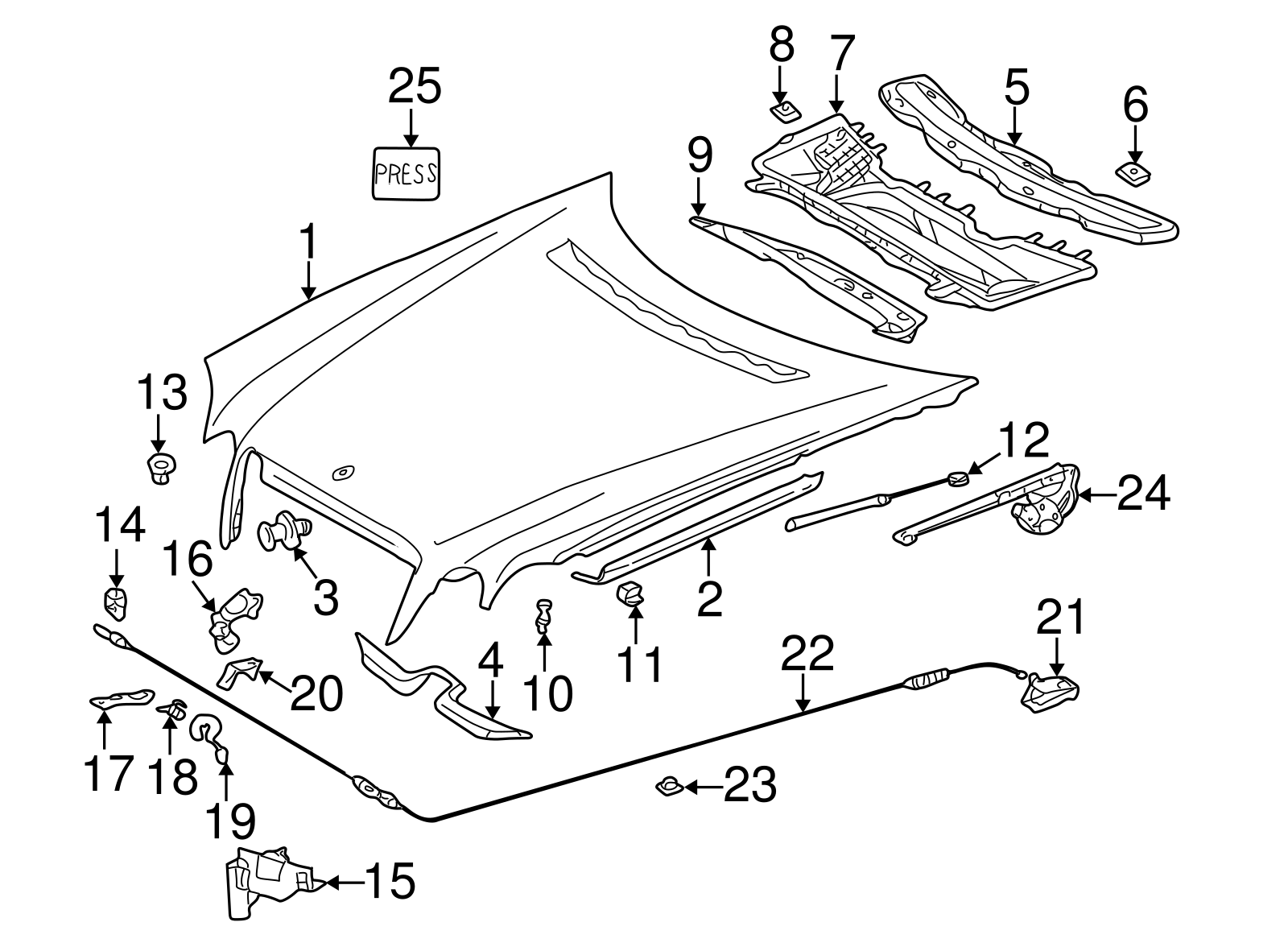 1994-2002 Mercedes-Benz Hood Lock 210-880-10-60-64 | MB OEM Parts