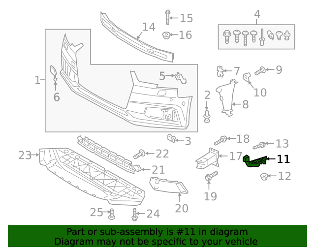 2017-2019 Audi Bumper Cover Support Rail 8W0-807-284 | AutoNationParts.com