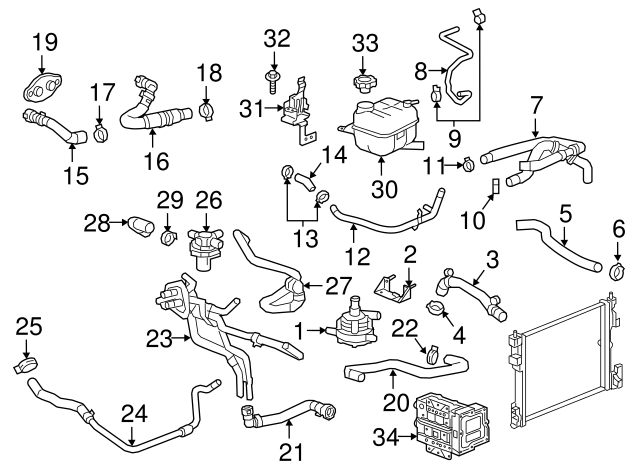 2017-2018 Cadillac CT6 Radiator Surge Tank Bracket 23118977 ...