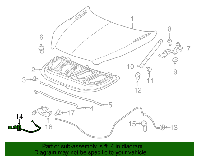 2016-2020 Buick Envision Hood Latch Release Cable 22924580 ...