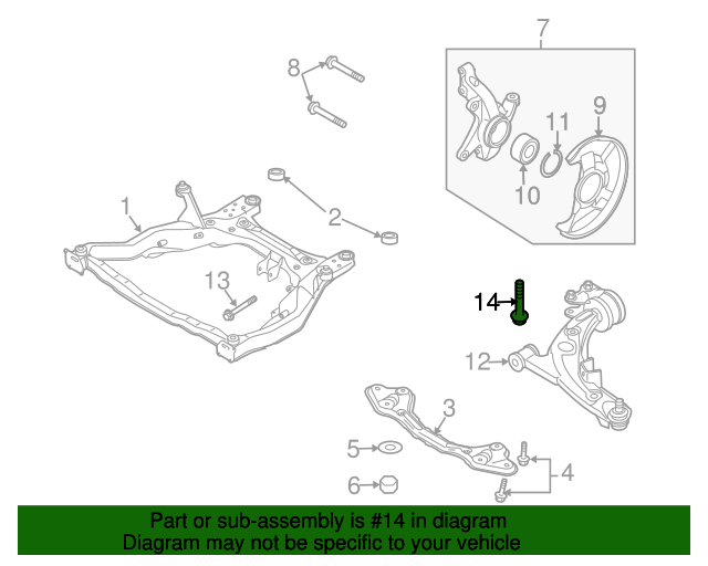 2007-2015 Mazda Lower Control Arm Rear Bolt 9YA4-2A-401 | TascaParts.com
