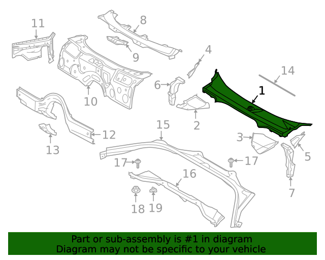 51717454439 - 2019-2023 BMW Z4 Cowl Grille (51-71-7-454-439) | BMW of ...