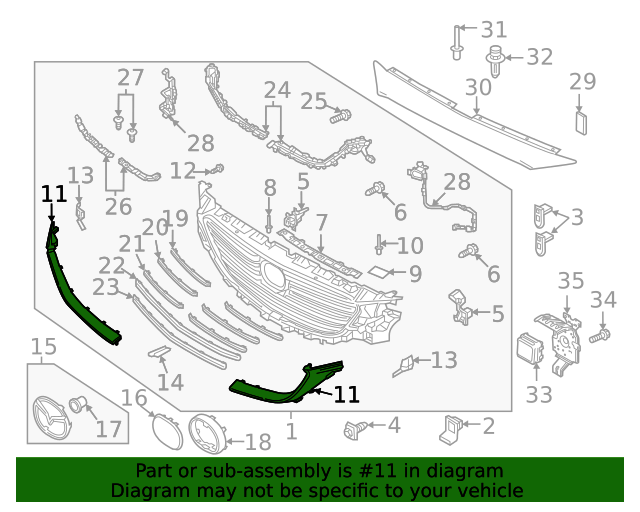 2016-2023 Mazda CX-9 Left Lower Molding TK50-50-7K1A | QuirkParts