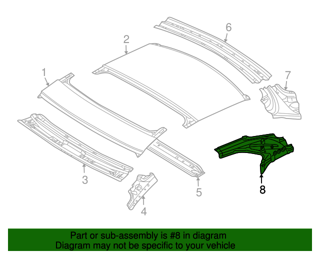 2008-2017 Audi Roof Reinforced 8T0-809-249-B | Genuine Audi Part