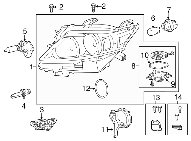52133-0E020 - Headlight Bracket 2013-2015 Lexus | AutoNationParts.com