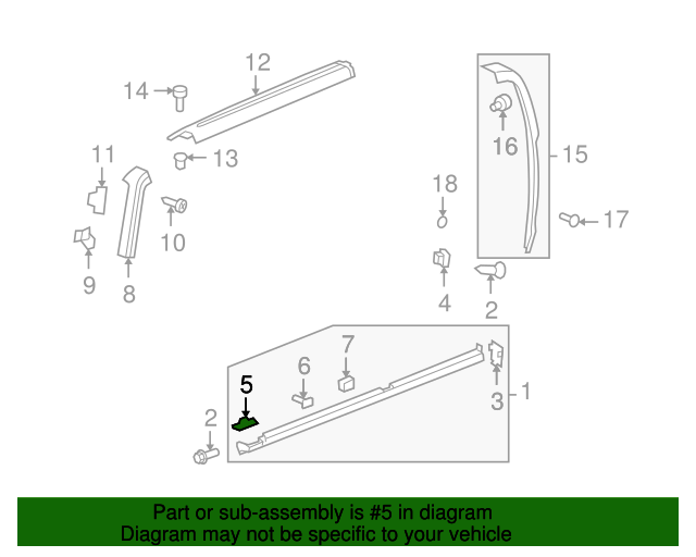 2003-2010 GM Rocker Molding Retainer 25648693 | GMPartsDirect.com