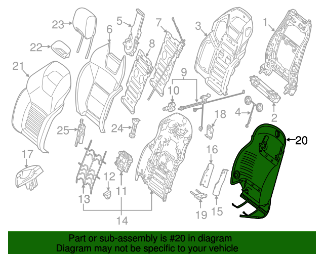 231-910-08-39-9H15 - Seat Back Panel 2013-2020 Mercedes-Benz | Mercedes ...