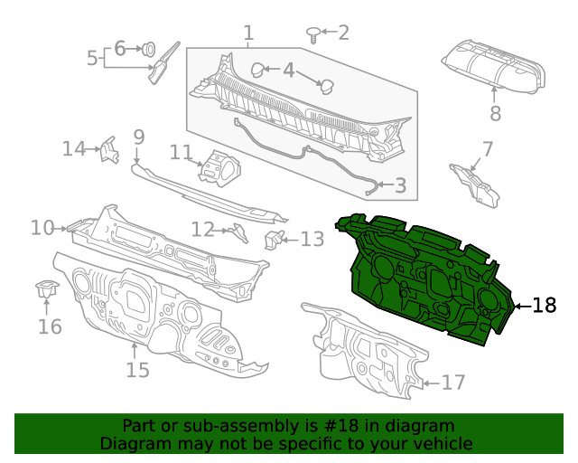 2020-2021 GM Dash Panel Inner Insulator 84593904 | GMPartsDirect.com