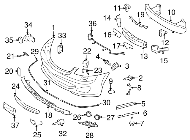 221-885-00-21 - Bumper Trim 2010-2013 Mercedes-Benz | AutoNationParts.com