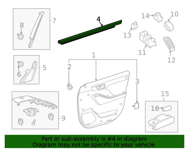 68172-0E080 - Belt Weather-Strip - 2020-2023 Toyota Highlander | OEM ...