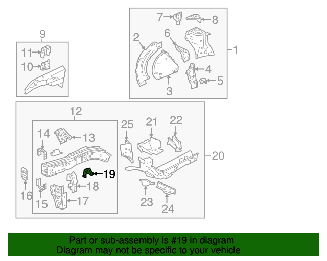 Driver Side Front Compartment Inner Side Rail Extension 85594806 ...
