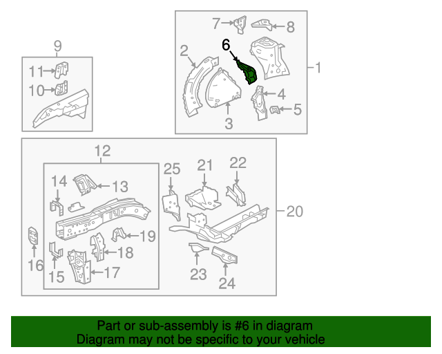 23464546 - Front Passenger Side Wheelhouse Panel Brace 2018-2024 GM ...