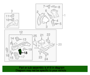 2018-2024 GM Passenger Side Front Compartment Inner Side Rail Extension ...