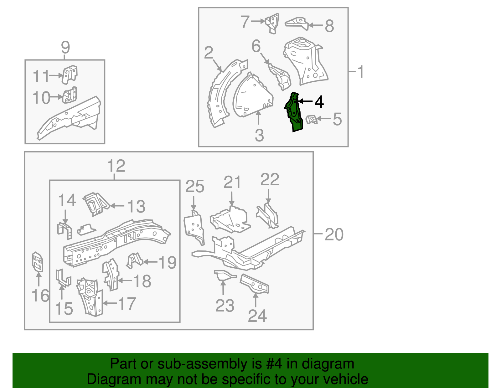 2018-2024 GM Front Driver Side Wheelhouse Panel Brace 23494307 GM ...